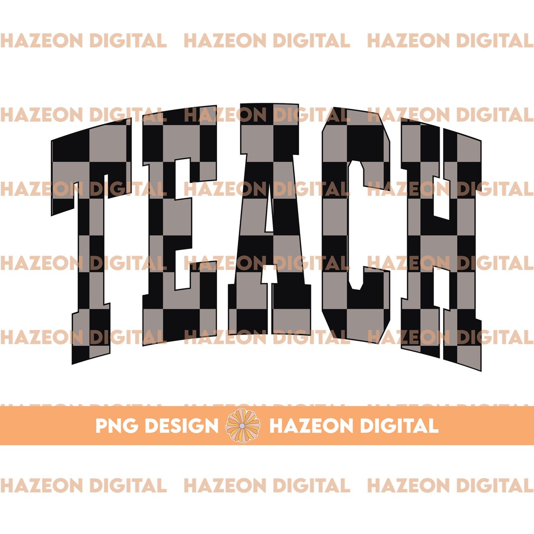 Trendy Retro Teach PNG Checkered Varsity Popular Aesthetic Trendy ...
