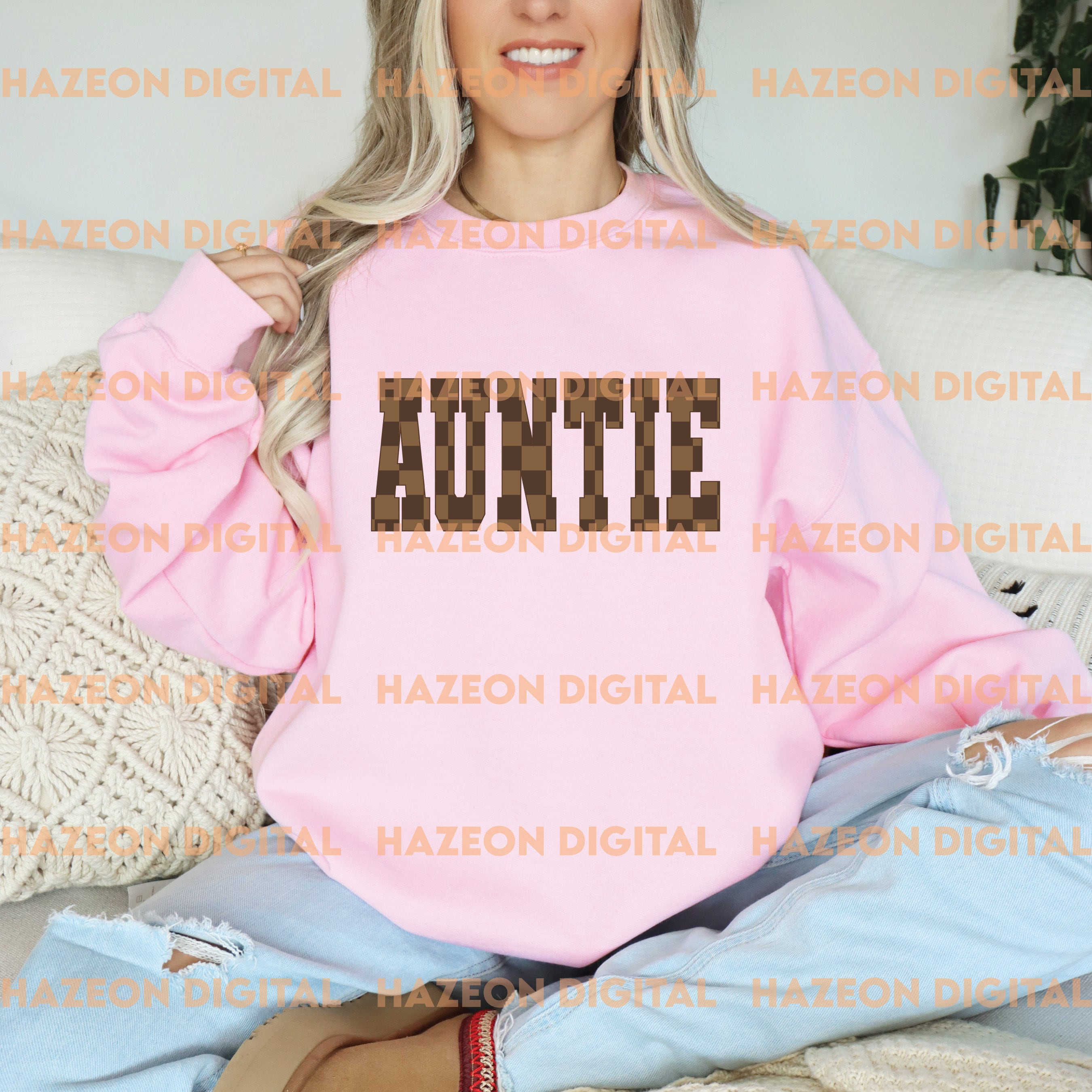 Trendy Retro Auntie PNG Checkered Varsity Popular Aesthetic Trendy Aunt ...