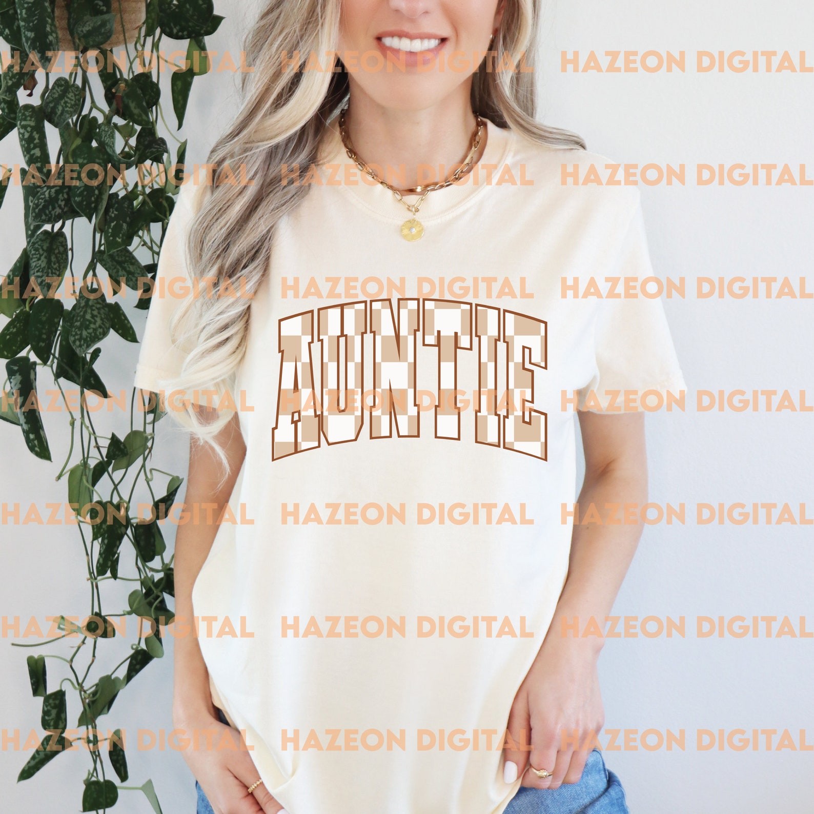 Trendy Retro Auntie PNG Checkered Varsity Popular Aesthetic Trendy Aunt ...