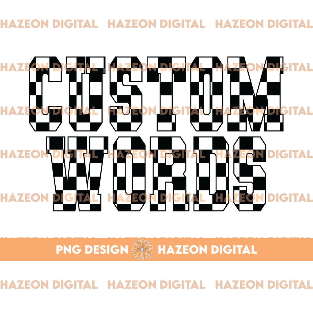 Trendy Retro Custom PNG Black White Checkered Varsity Popular Aesthetic ...