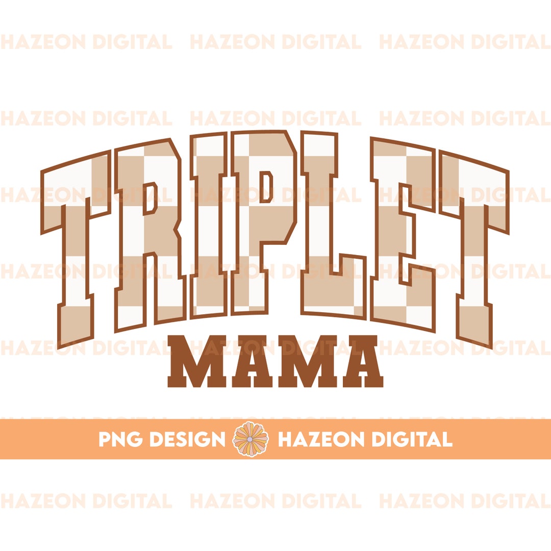 Trendy Retro Triplet Mama PNG Checkered Varsity Popular Aesthetic ...