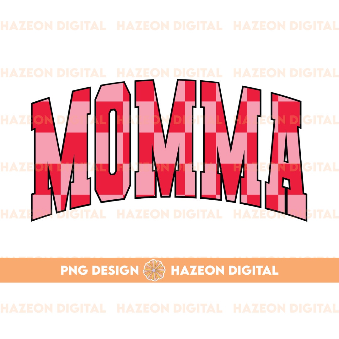 Trendy Retro Momma PNG Checkered Varsity Popular Aesthetic Trendy Mom ...