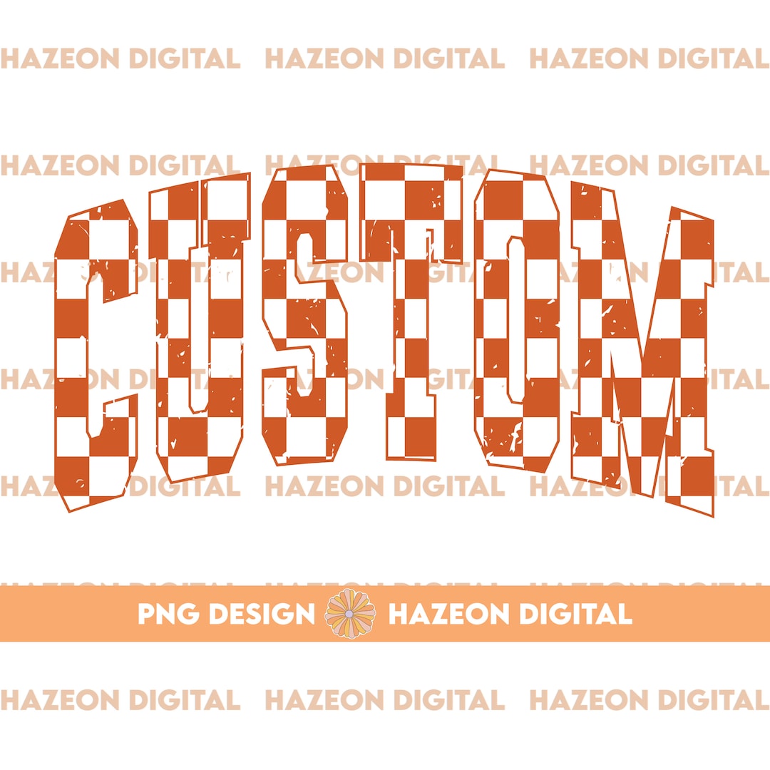 Trendy Retro Custom PNG Distressed Checkered Varsity Popular Aesthetic ...