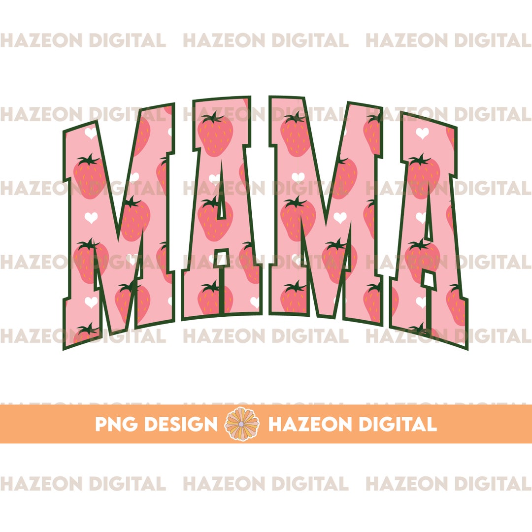 Trendy Retro Mama PNG Strawberry Berry First Summer Varsity Popular ...