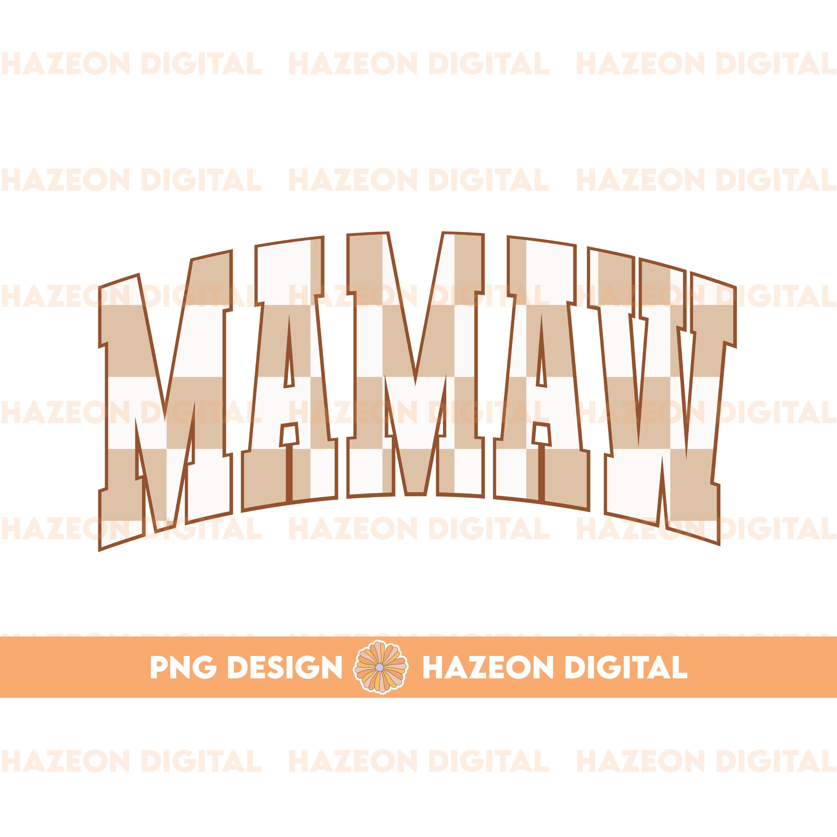Trendy Retro Mamaw PNG Checkered Varsity Popular Aesthetic - Etsy