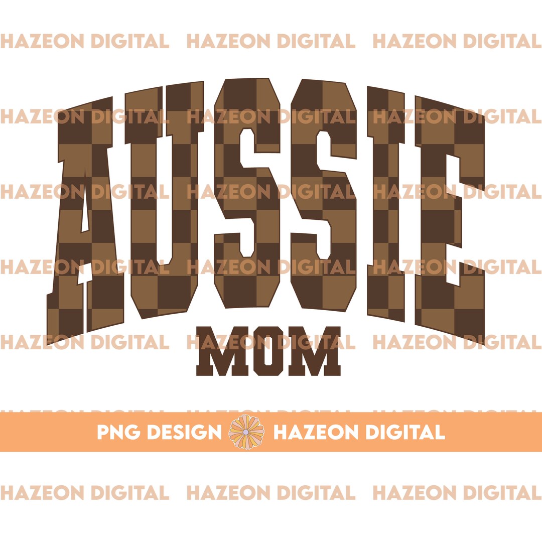 Trendy Retro Aussie Mom PNG Australian Shepherd Checkered Varsity ...