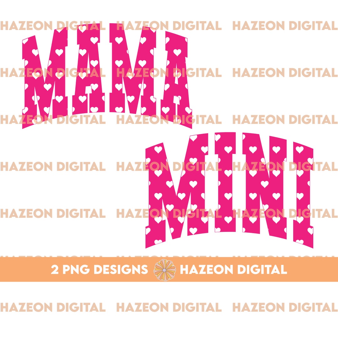 Retro Valentine's Day Mama Mini PNG Heart Trendy Varsity Popular ...