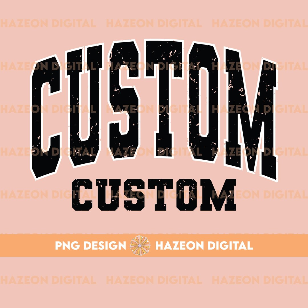Trendy Retro Custom PNG Black White Distressed Varsity Popular ...