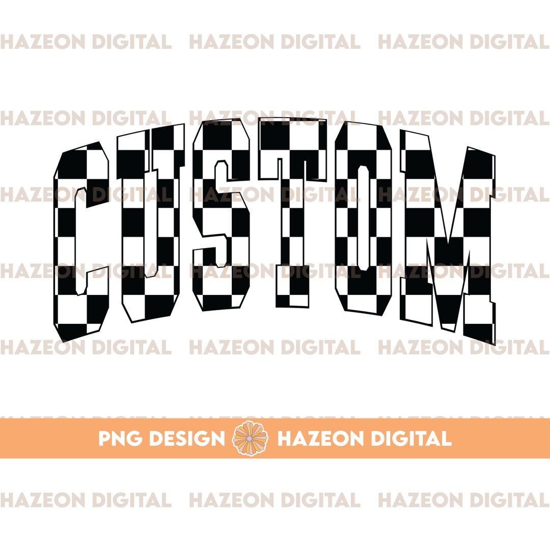 Trendy Retro Custom PNG White Black Checkered Varsity Popular Aesthetic ...