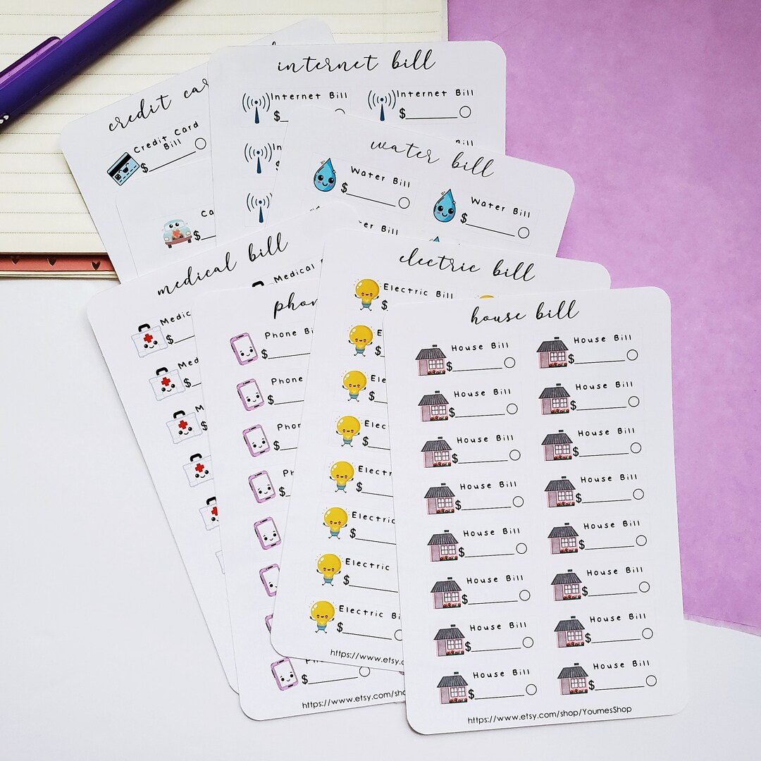 Cute Bill Stickers for Planners - Etsy