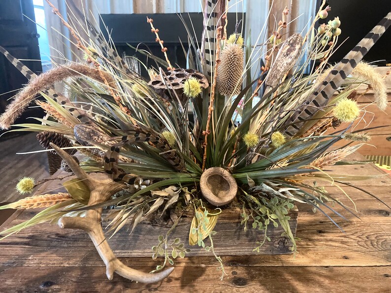 Rustic Antler Arrangement Fall Centerpiece Western - Etsy