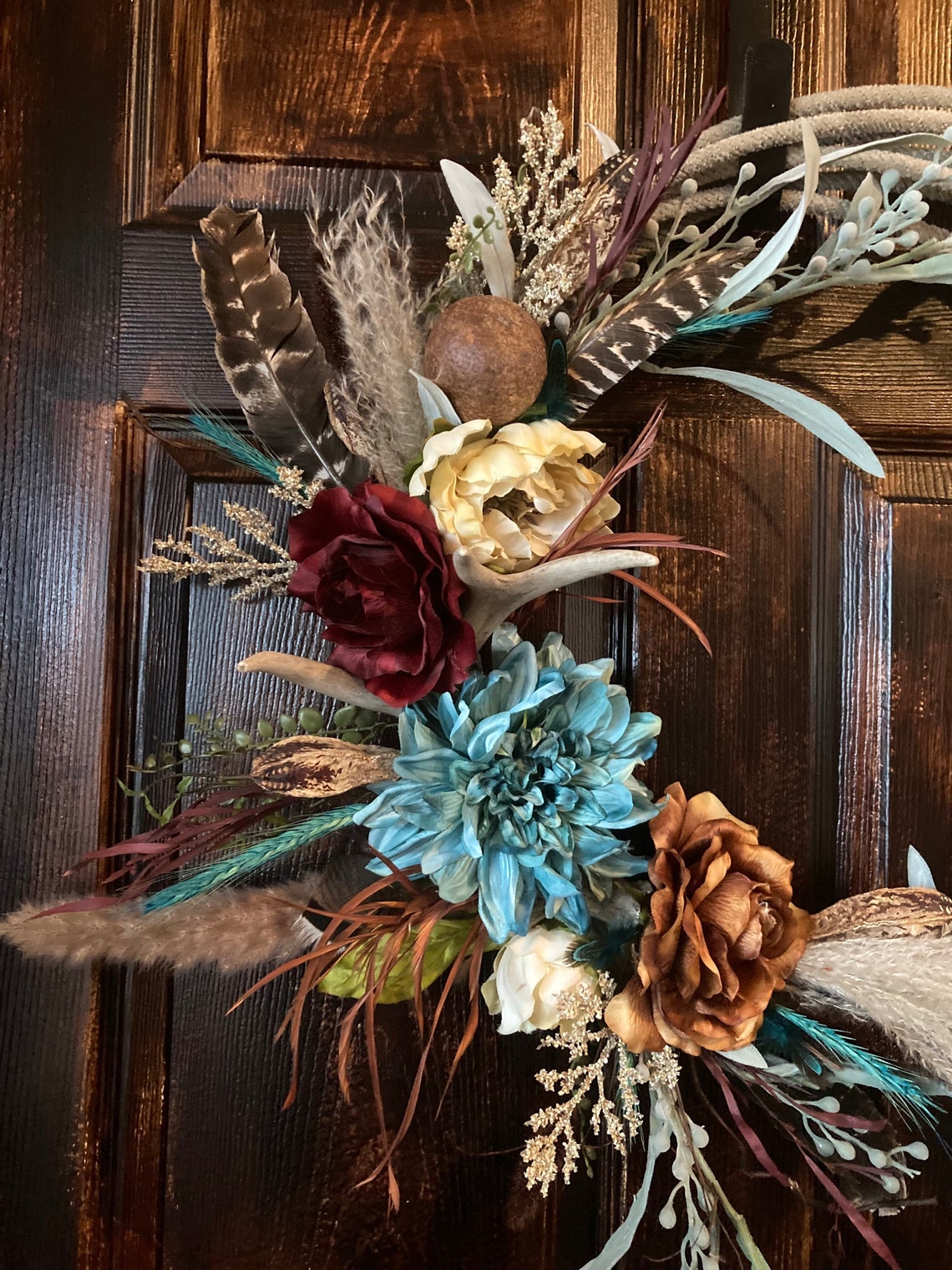 Antler Floral Rope Wreath Lariat Wreath Lasso Wreath | Etsy