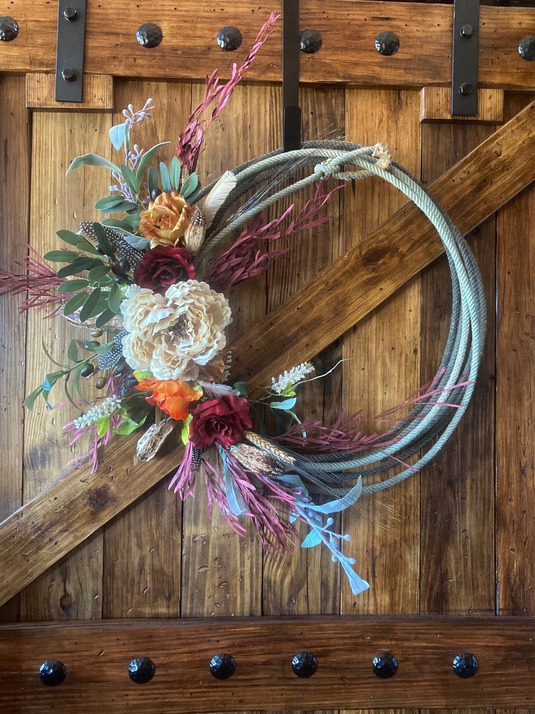 Custom Floral Rope Wreath Lariat Wreath Lasso Wreath - Etsy