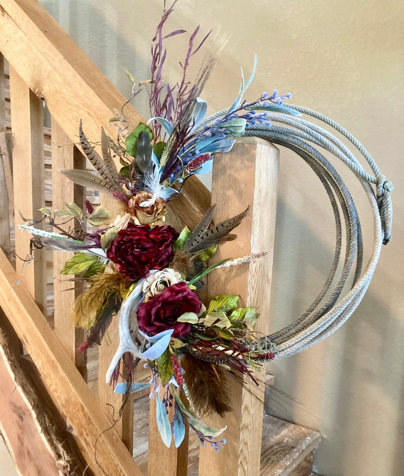 Antler Floral Rope Wreath Lariat Wreath Lasso Wreath | Etsy