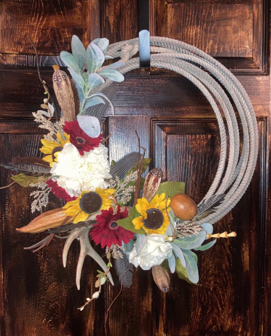 Antler Floral Rope Wreath Lariat Wreath Lasso Wreath - Etsy