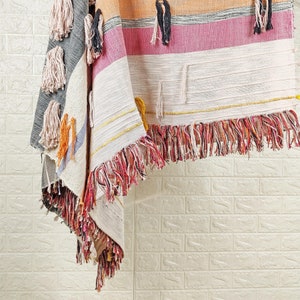 Chunky Woven Hand Loom Cotton Multi Color Sofa Throw Blankets Soft ...
