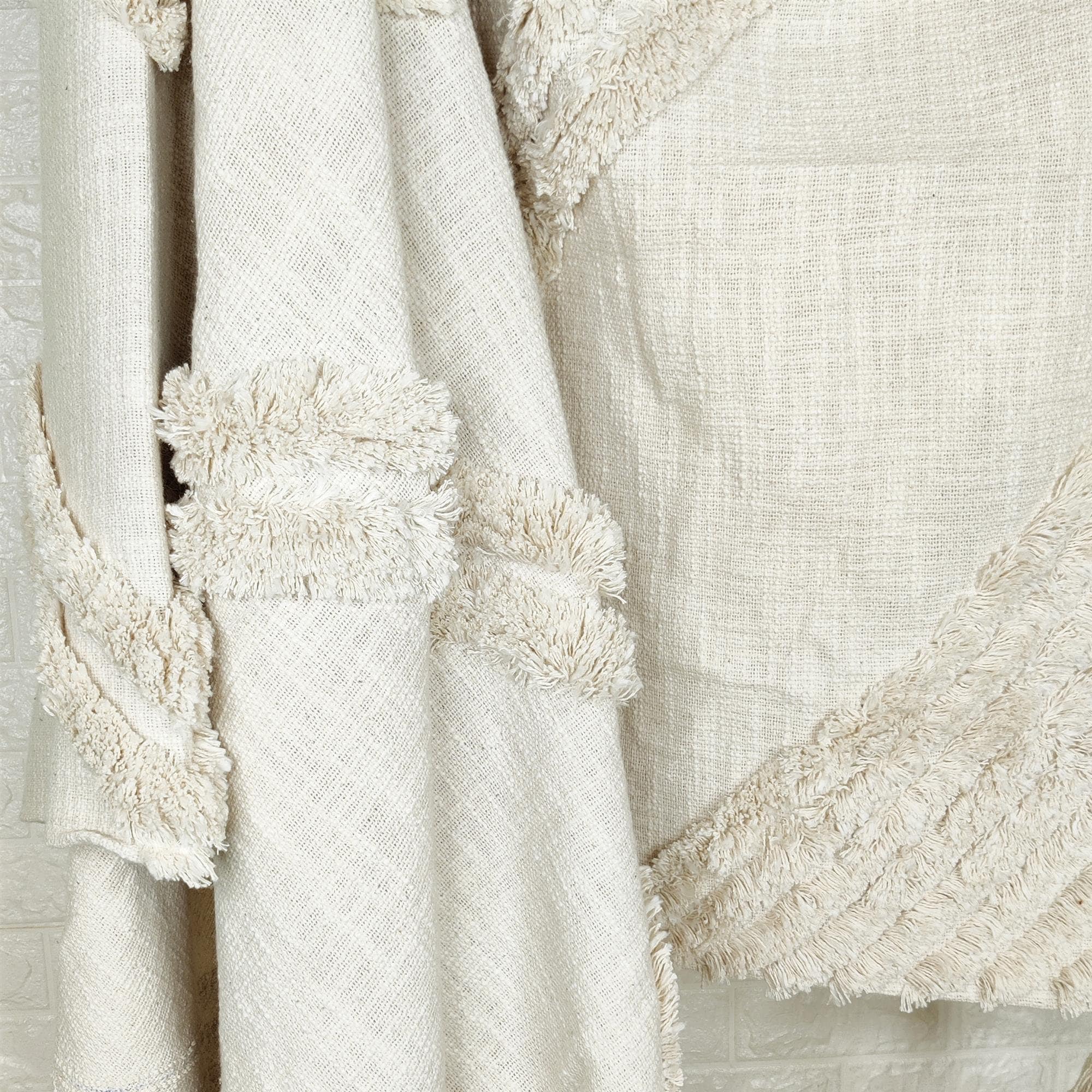 100% Cotton Throw Natural White Cotton Tufted Textured 52x72 | Etsy