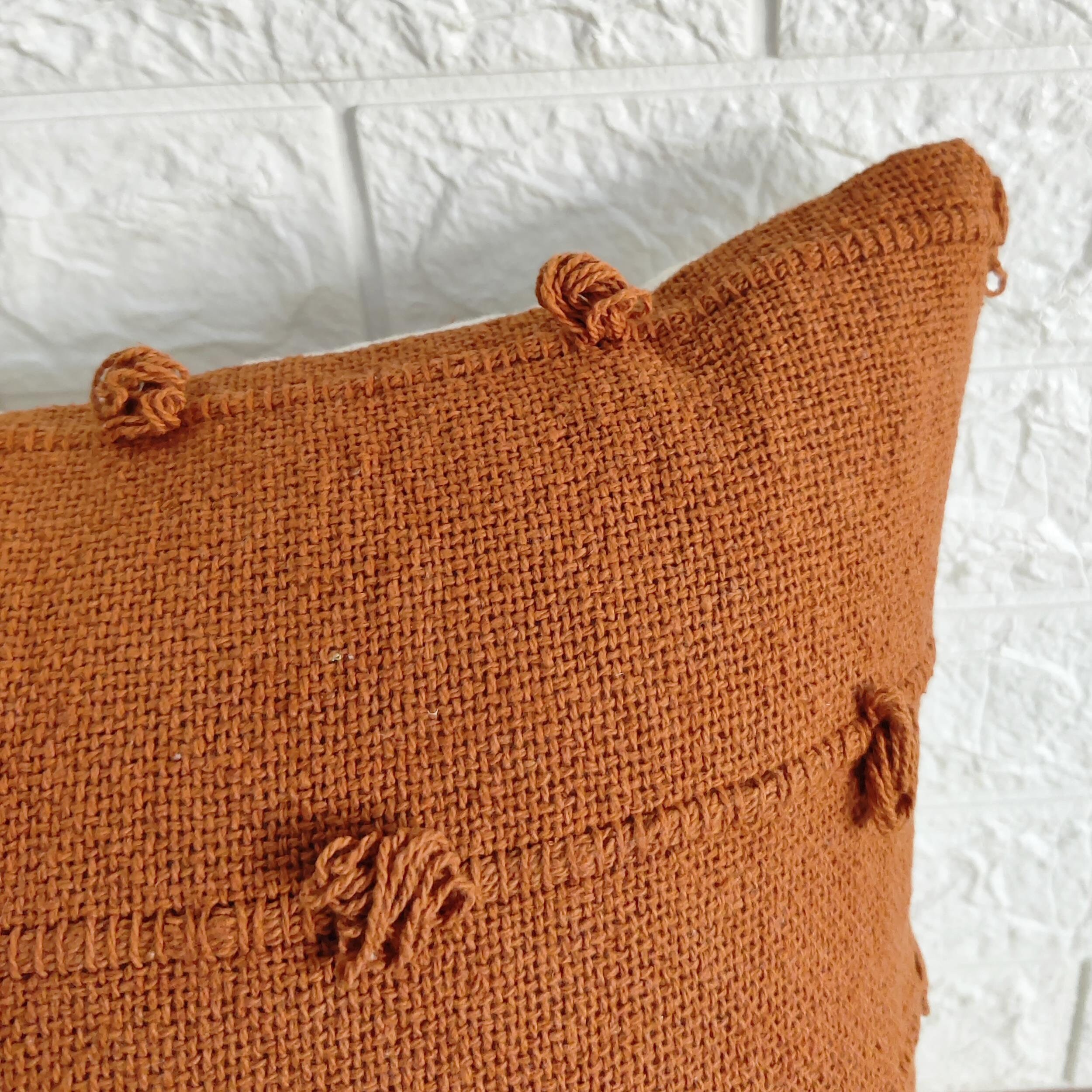 Rust Orange Hand Loom Woven Chunky Loops Natural Cotton Hand | Etsy