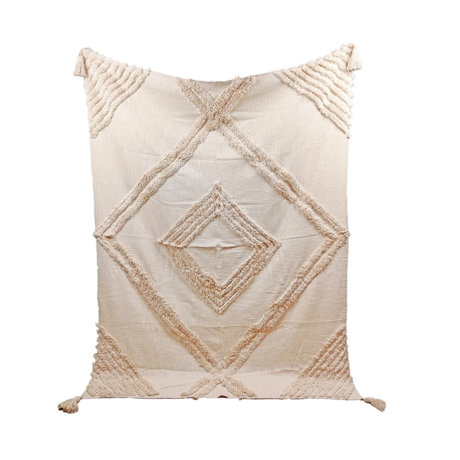 100% Cotton Throw Natural White Cotton Tufted Textured 52x72 - Etsy