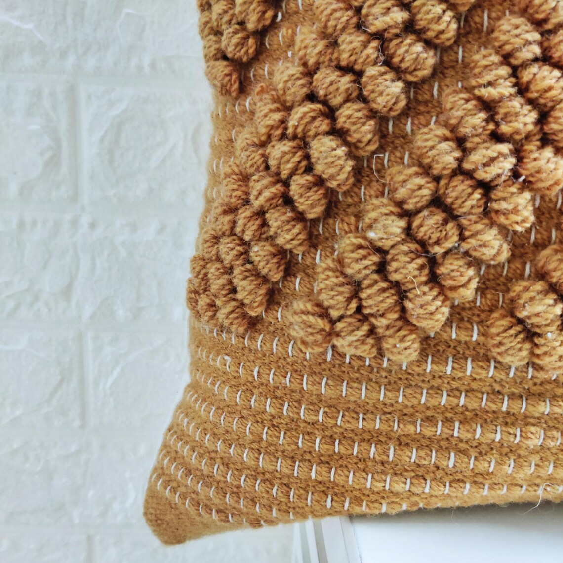 Chunky Loops Hand Woven Wool 20x20 Inches Decorative Throw | Etsy