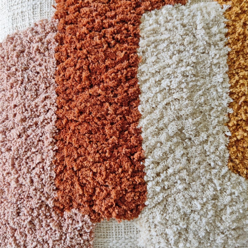 Deep Orange Multi Color Embroidered Tufted Textured 100% Raw Cotton ...