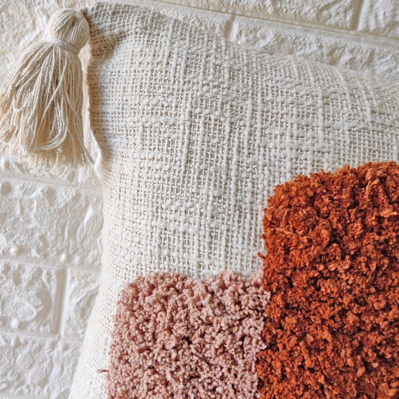 Deep Orange Multi Color Embroidered Tufted Textured 100% Raw - Etsy