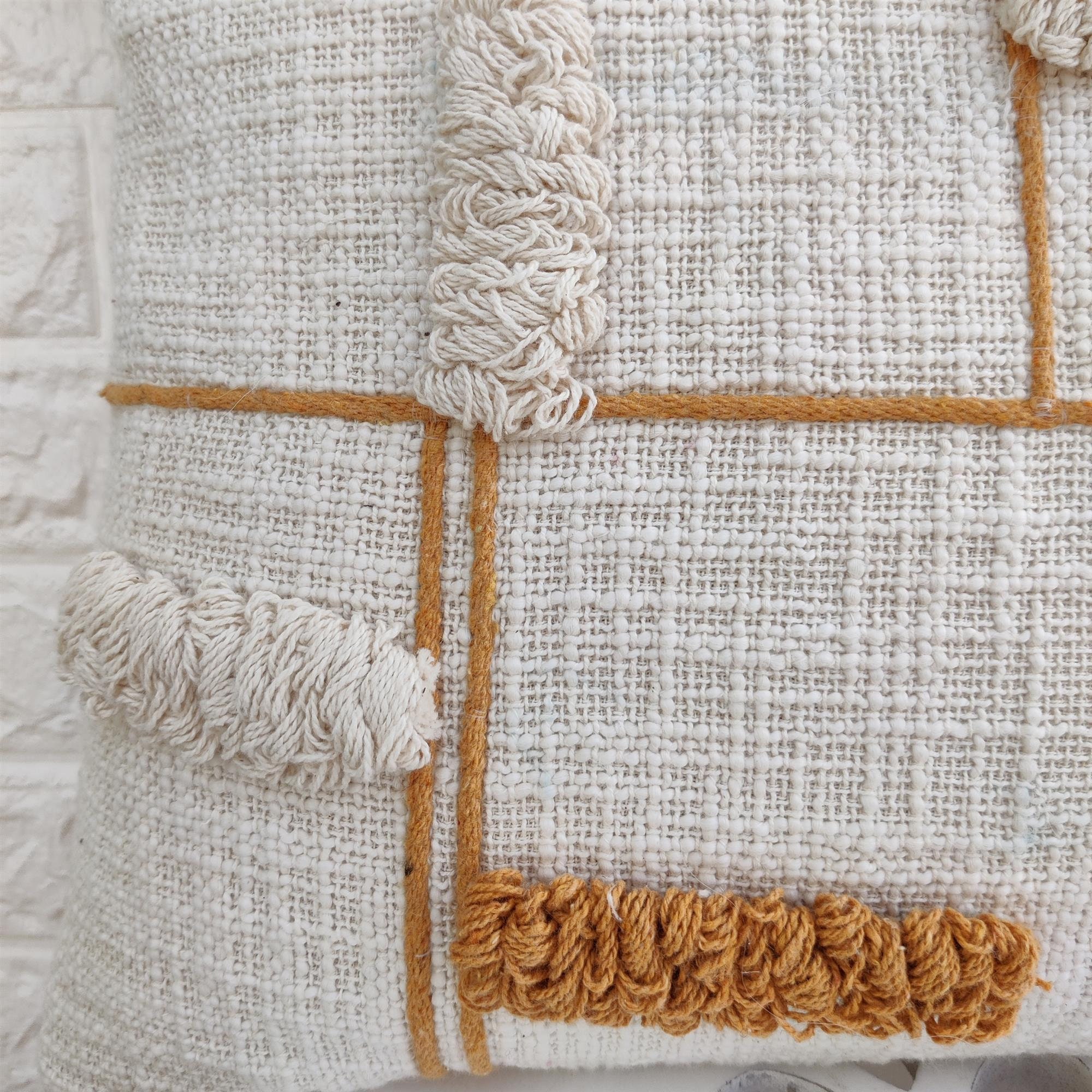 Boho Textured Pillow Cover 100% Cotton Fabric Mustard Yellow & | Etsy