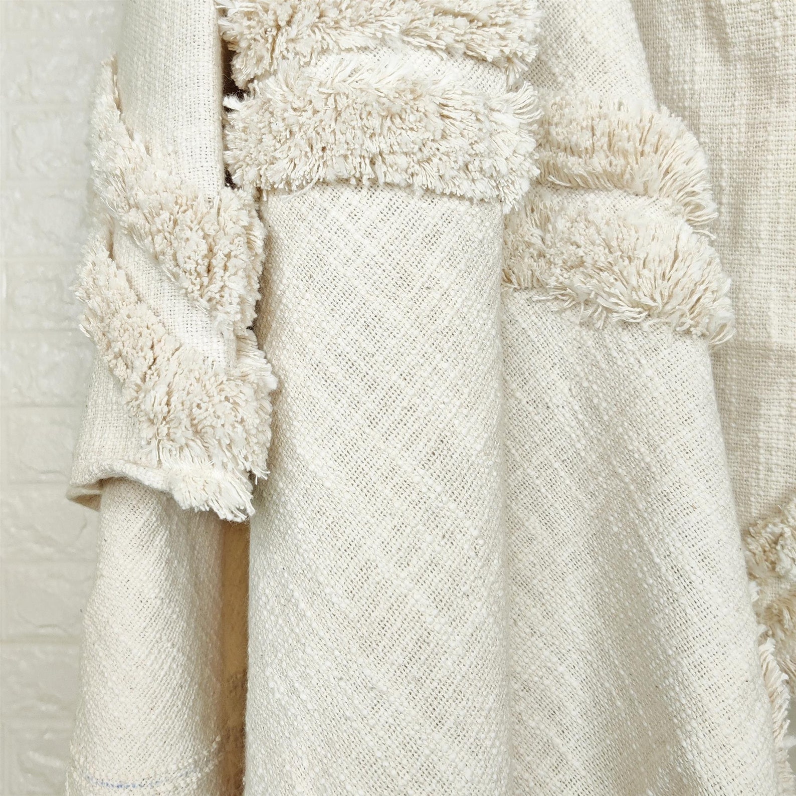 100% Cotton Throw Natural White Cotton Tufted Textured 52x72 - Etsy