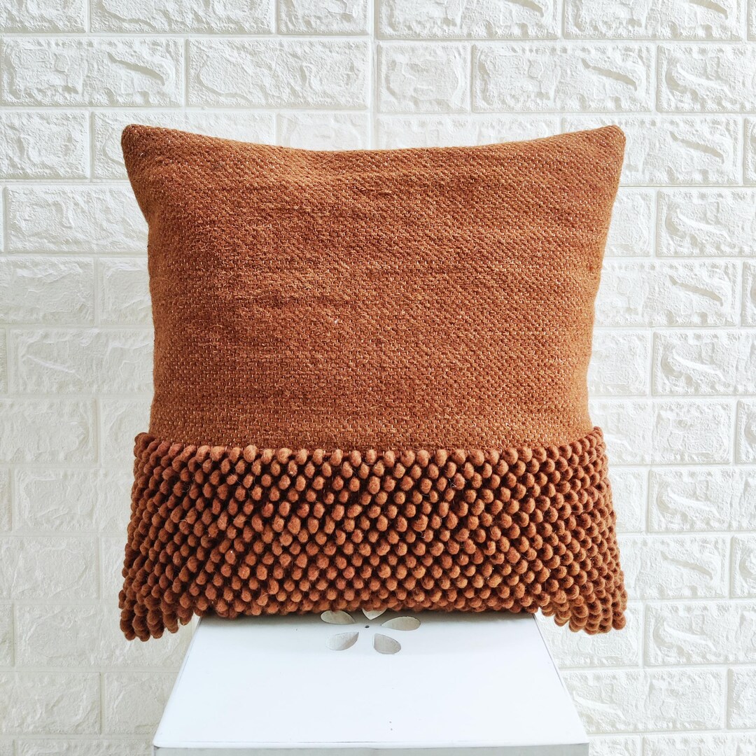 Deep Orange Rust Orange Chunky Loops Wool Hand Woven 12x20, 14x20 ...