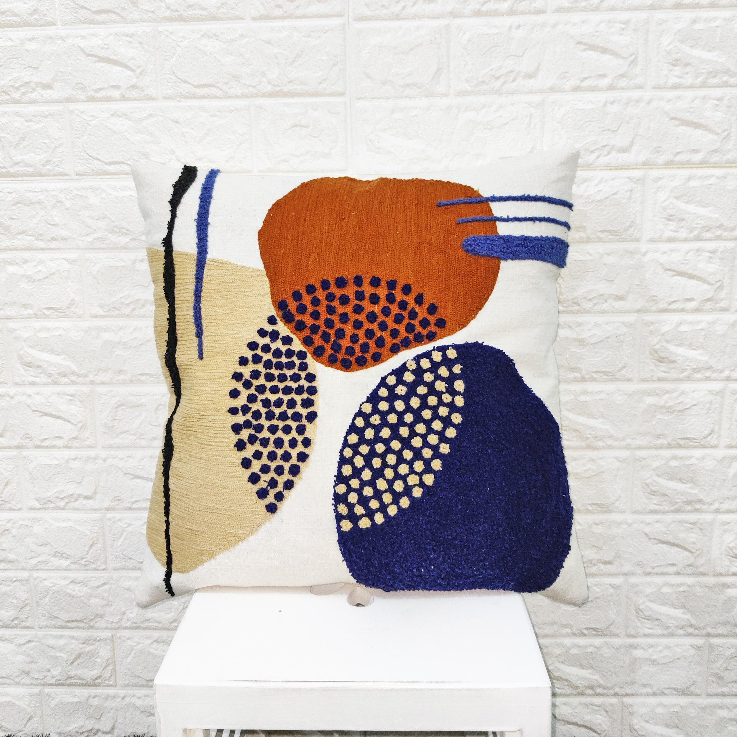 Navy Blue White Cream Ivory Rust Multi Color Tassel Pillow Boho ...
