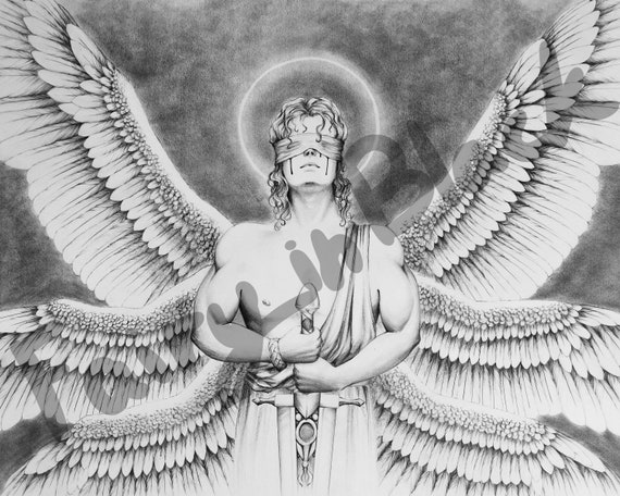 Male Angel Warrior Drawing