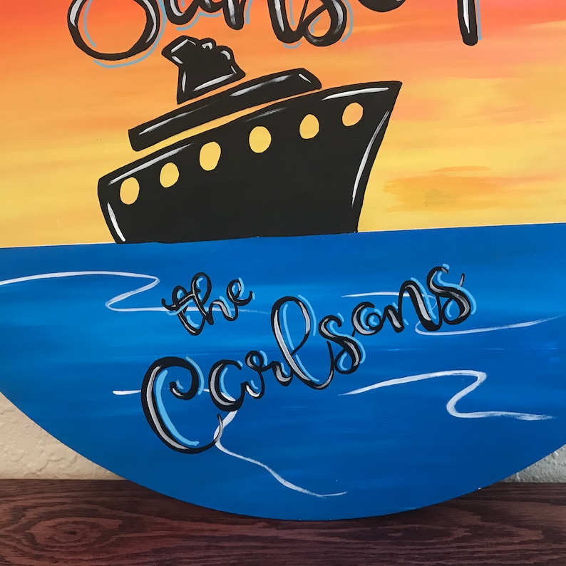 Personalized Cruise Ship Door Hanger Cruise Ship at Sunset - Etsy