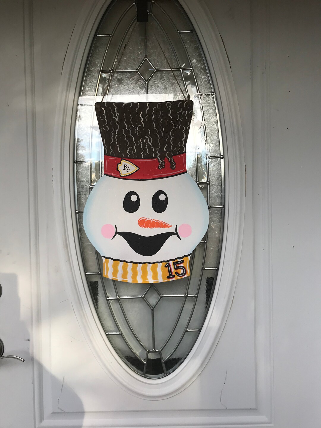 Mahomes the Snowman Door Hanger, KC Chiefs Snowman Sign, Patrick ...
