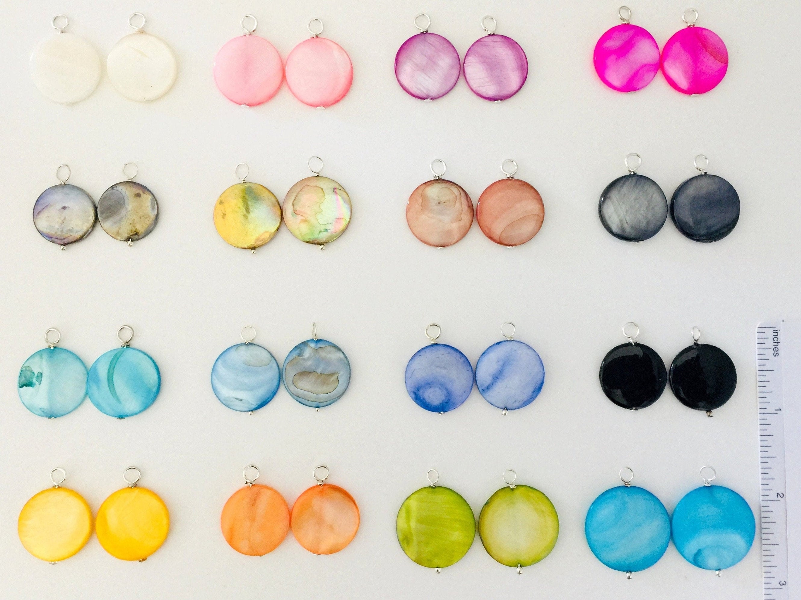 Shell Charms, Large shell charms, beach charms, Coin shape