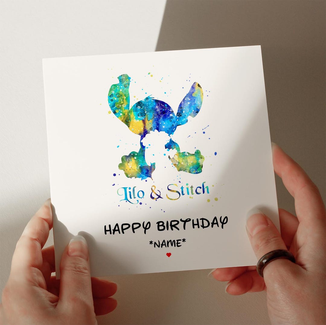Lilo & Stitch Birthday Card, Personalised Card, Card for Son, Card for ...