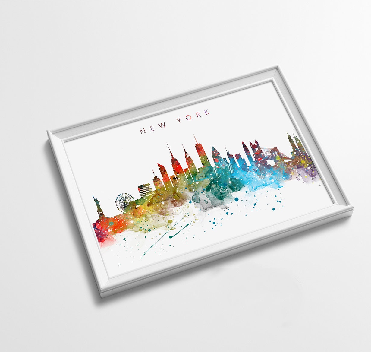 New York Skyline Art Print Minimalist Watercolor Art Print | Etsy