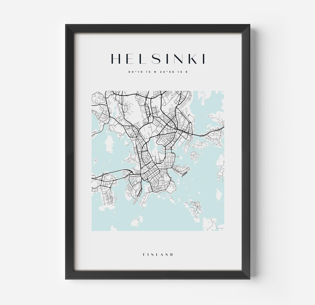 Helsinki City Map Print, Home Decor, Wall Art, Print, Poster, Framed - Etsy