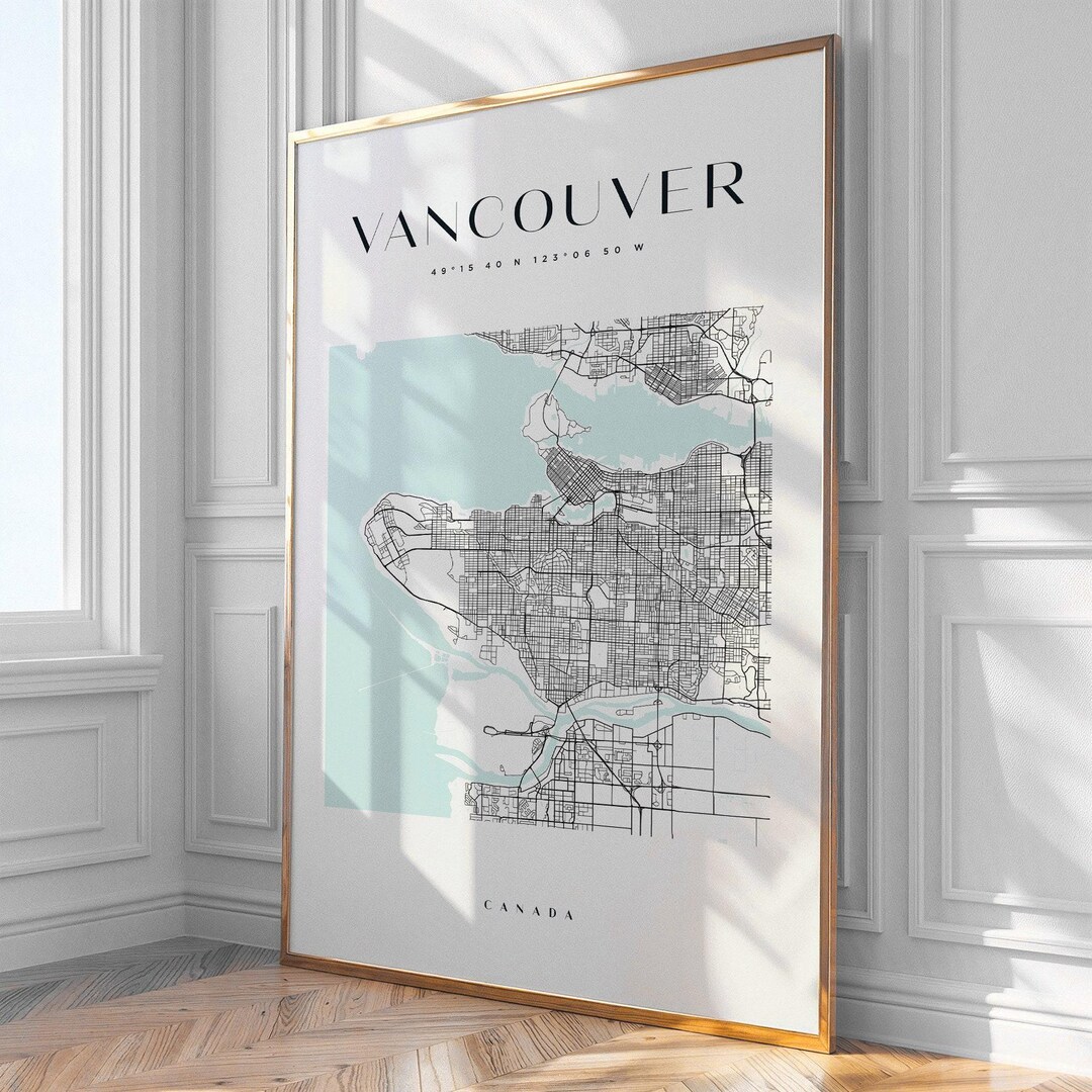 Vancouver Map Print, Home Decor, Wall Art, Print, Poster, Framed - Etsy