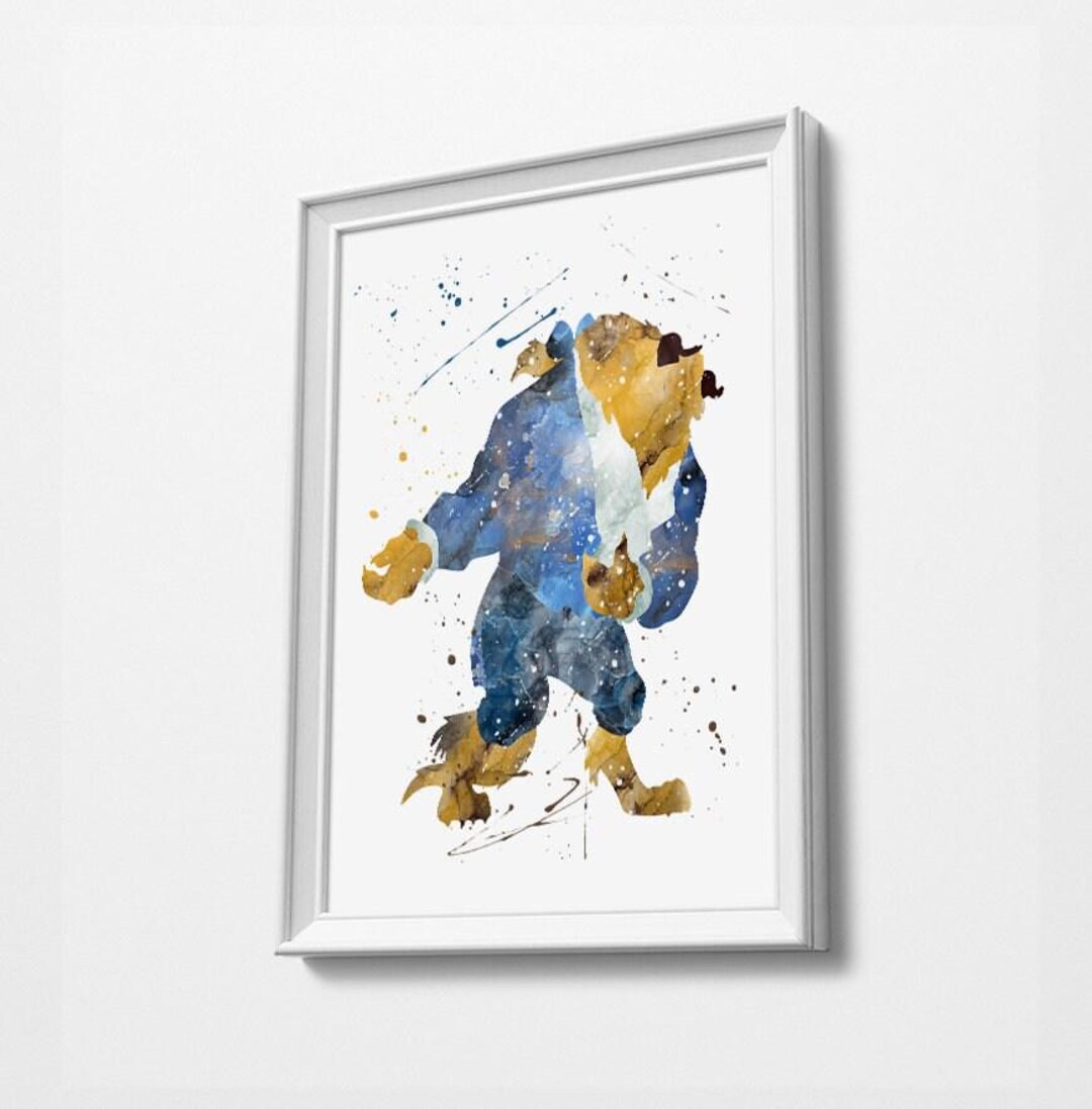 Beast Minimalist Watercolor Art Print Poster Gift Idea for Him or Her ...