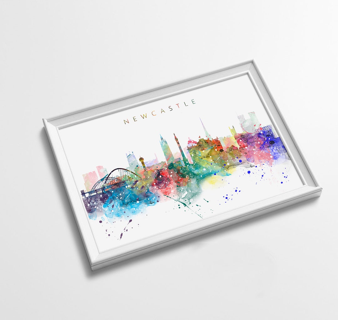 Newcastle Skyline Art Print Minimalist Watercolor Art Print Poster Gift ...