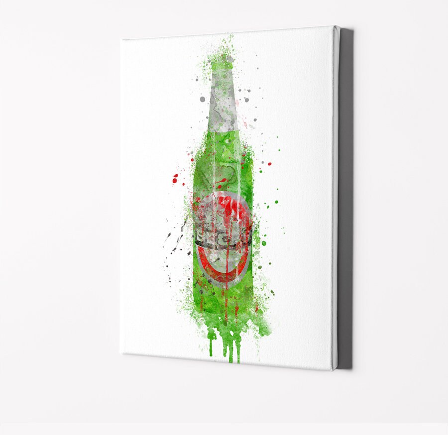Beer Bottle Print Minimalist Watercolor Art Print Poster | Etsy