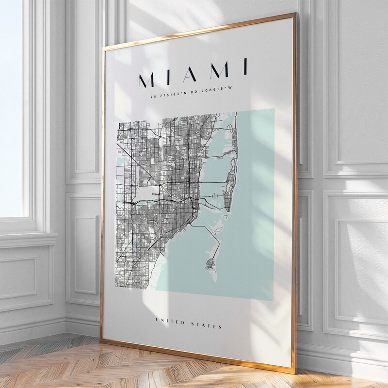 Miami Map Print - Etsy