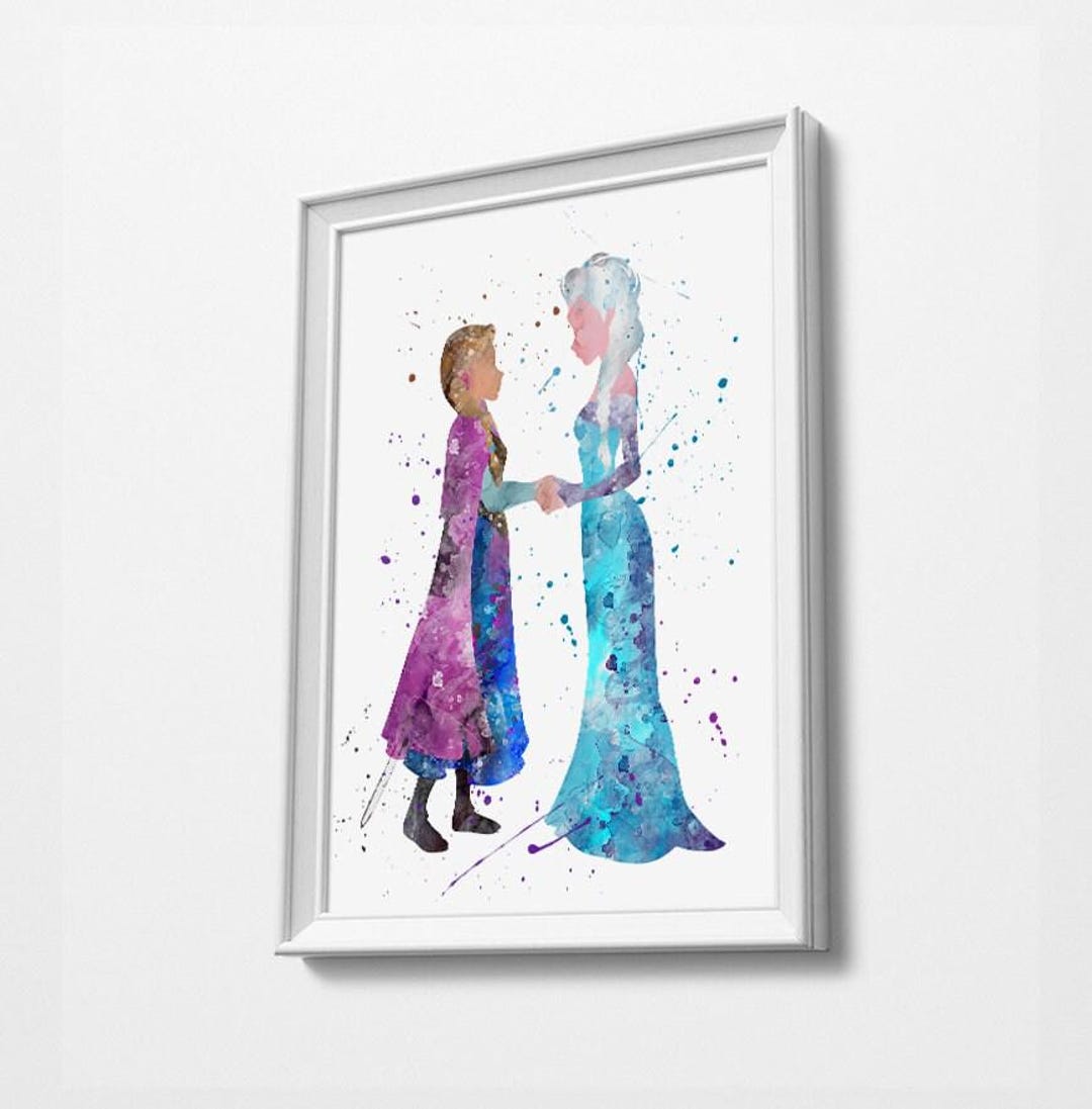 Anna Elsa Minimalist Watercolor Art Print Poster Gift Idea for Him or ...