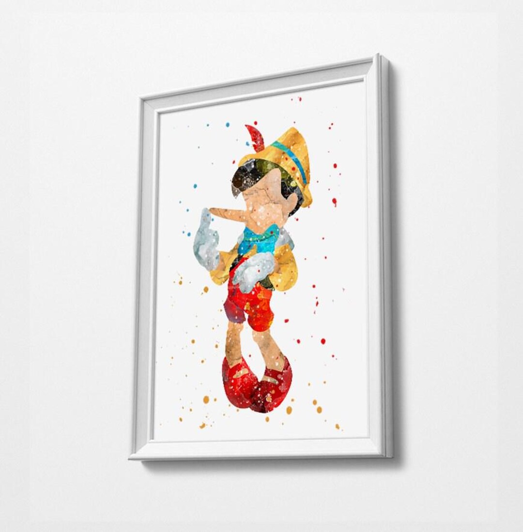 Pinocchio Minimalist Watercolor Art Print Poster Gift Idea for Him or ...