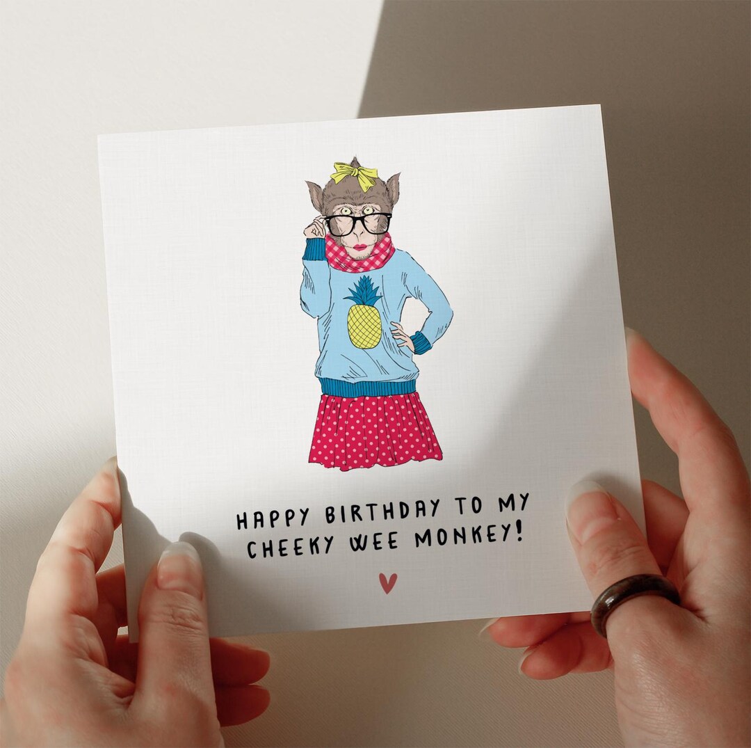 Cheeky Monkey Birthday Card, Cute Birthday Card ,personalised Card ...