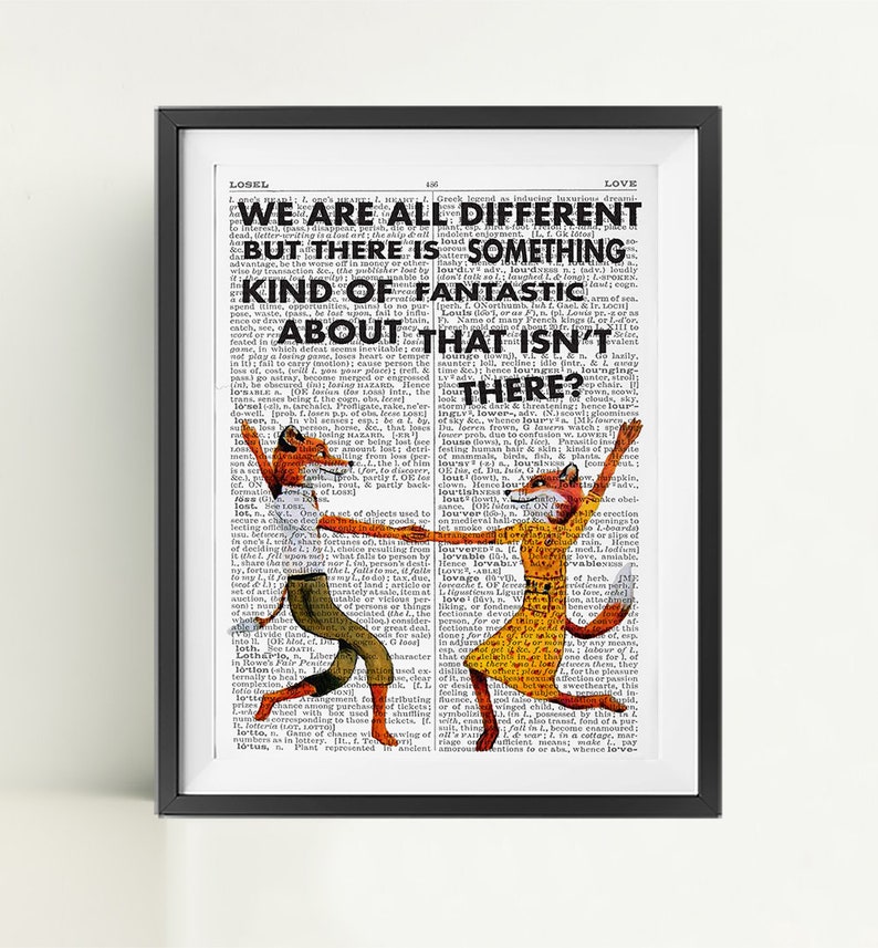 Fox Dictionary Art Print Poster Page Quote Nursery Art | Etsy