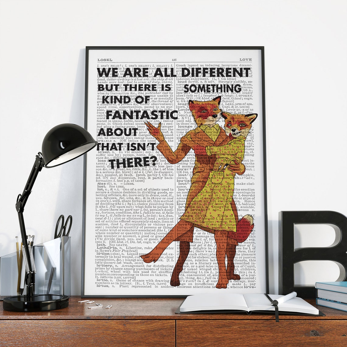 Fox Dictionary Art Print Poster Page Quote Nursery Art | Etsy