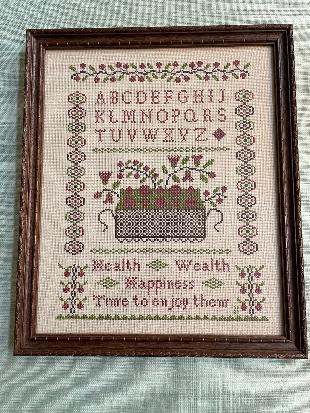 Southern Cross Stitch . Vintage '87 Cross Stitch . Initialed . Framed ...