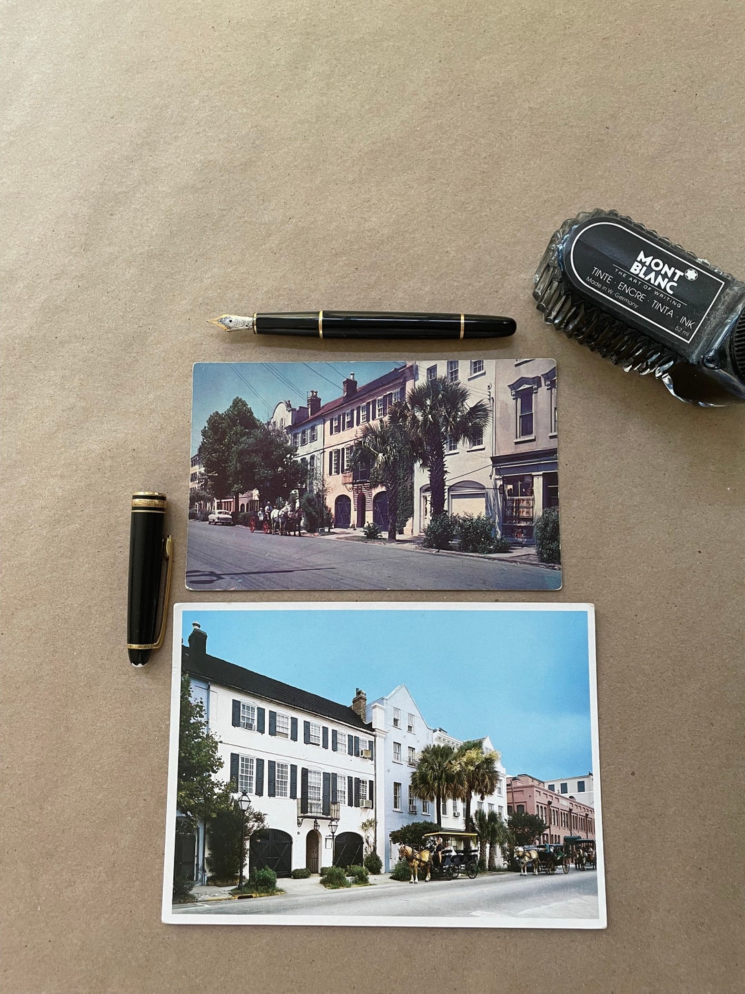 Two Rainbow Row Postcards . Color Photographs of Rainbow Row . Divided ...