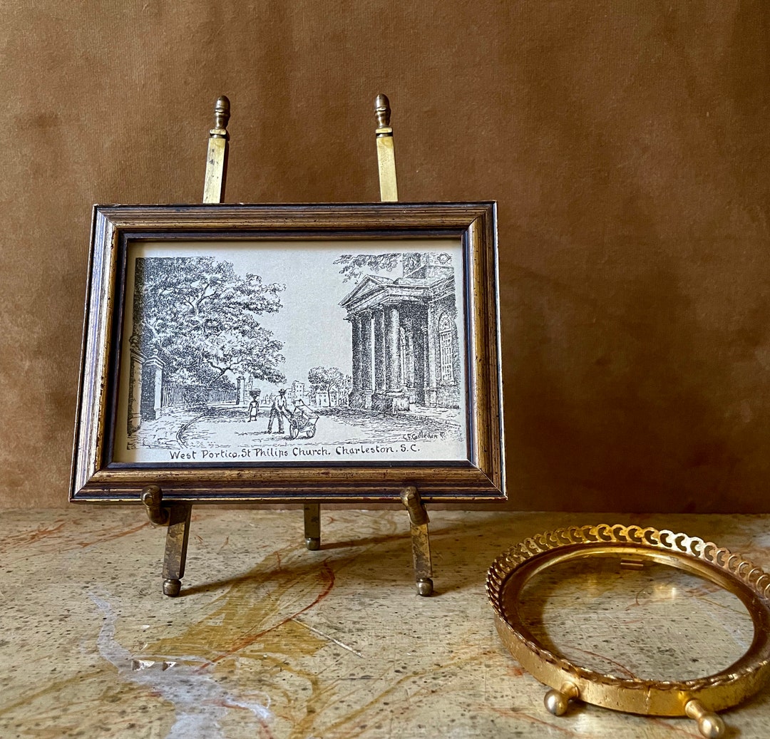 Charleston Art . Vintage Framed Etching . St. Philips Church, George F ...